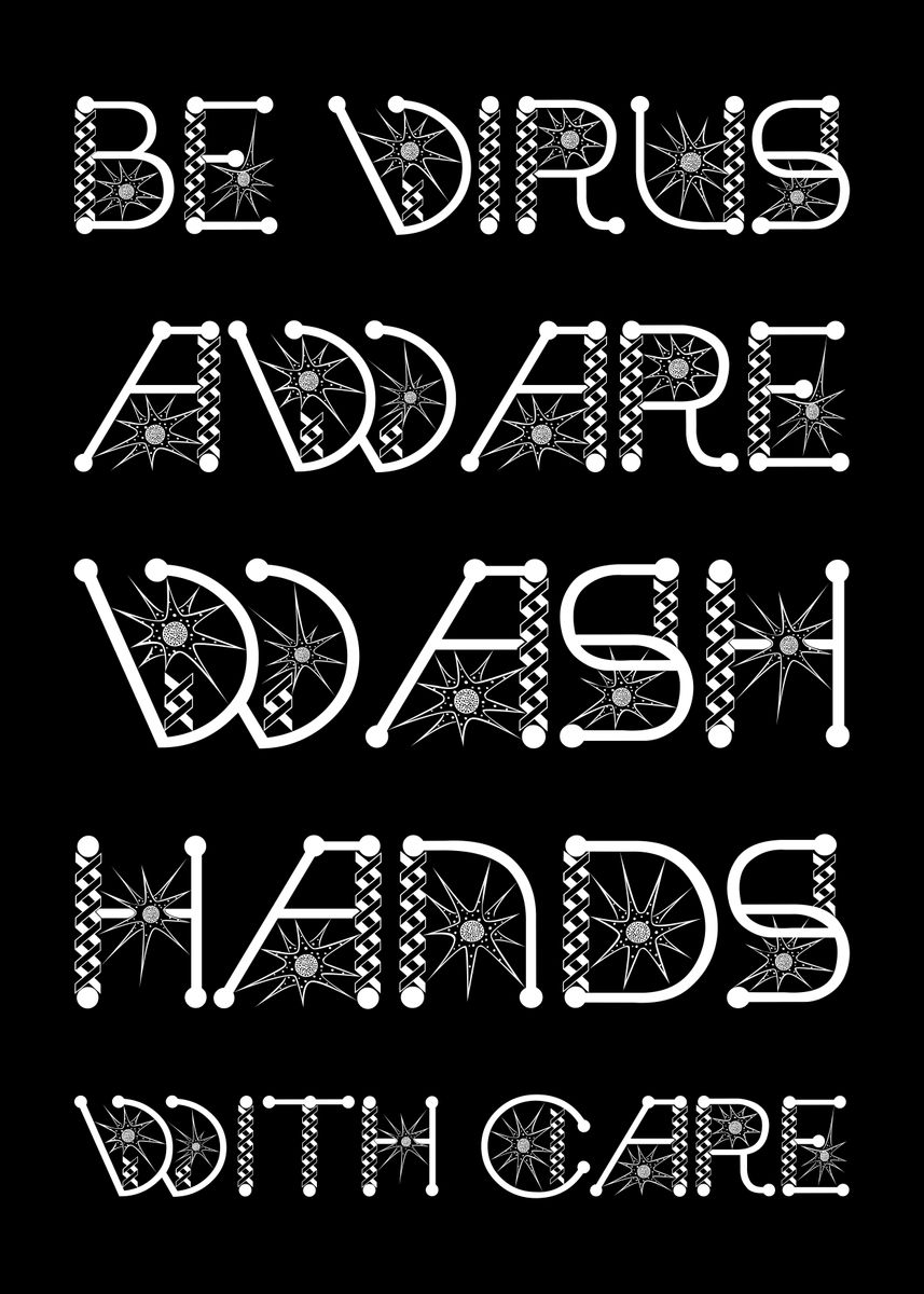'Be Virus Aware Wash Hands' Poster, picture, metal print, paint by Art ...