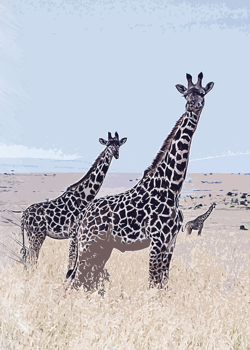 'giraffe animal wildlife' Poster, picture, metal print, paint by Haruka ...
