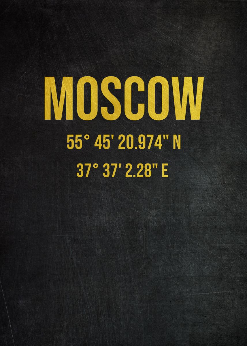 'Moscow Coordinates GPS' Poster, picture, metal print, paint by ...