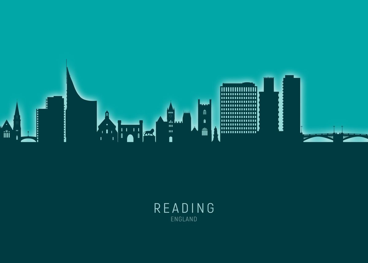 'Reading Skyline England' Poster by Michael Tompsett | Displate