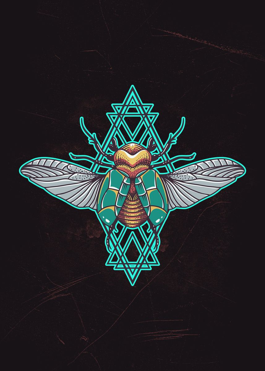 'Geometric Bug' Poster, picture, metal print, paint by Trax | Displate