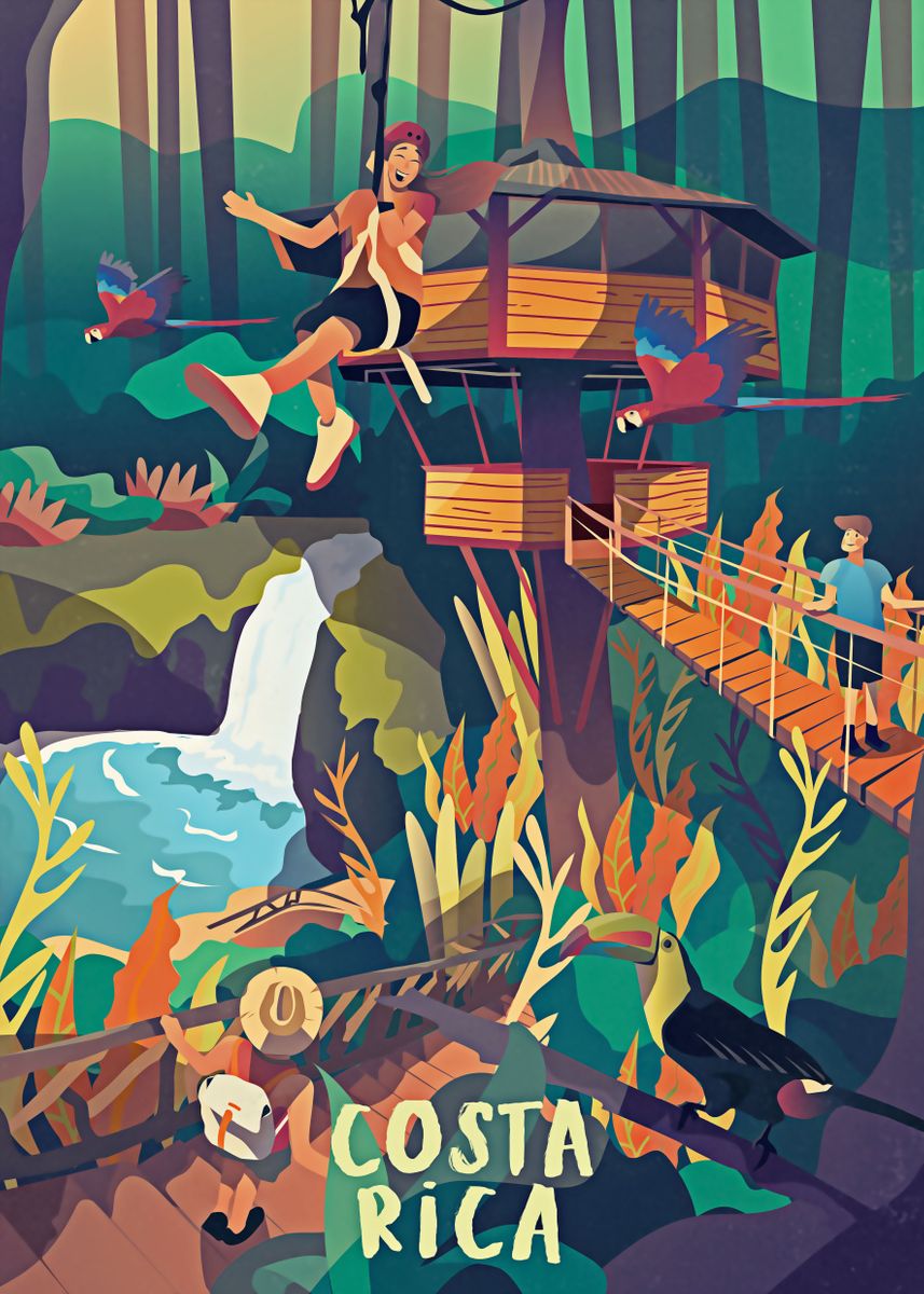 'costa rica' Poster, picture, metal print, paint by MAMMIRI ART | Displate