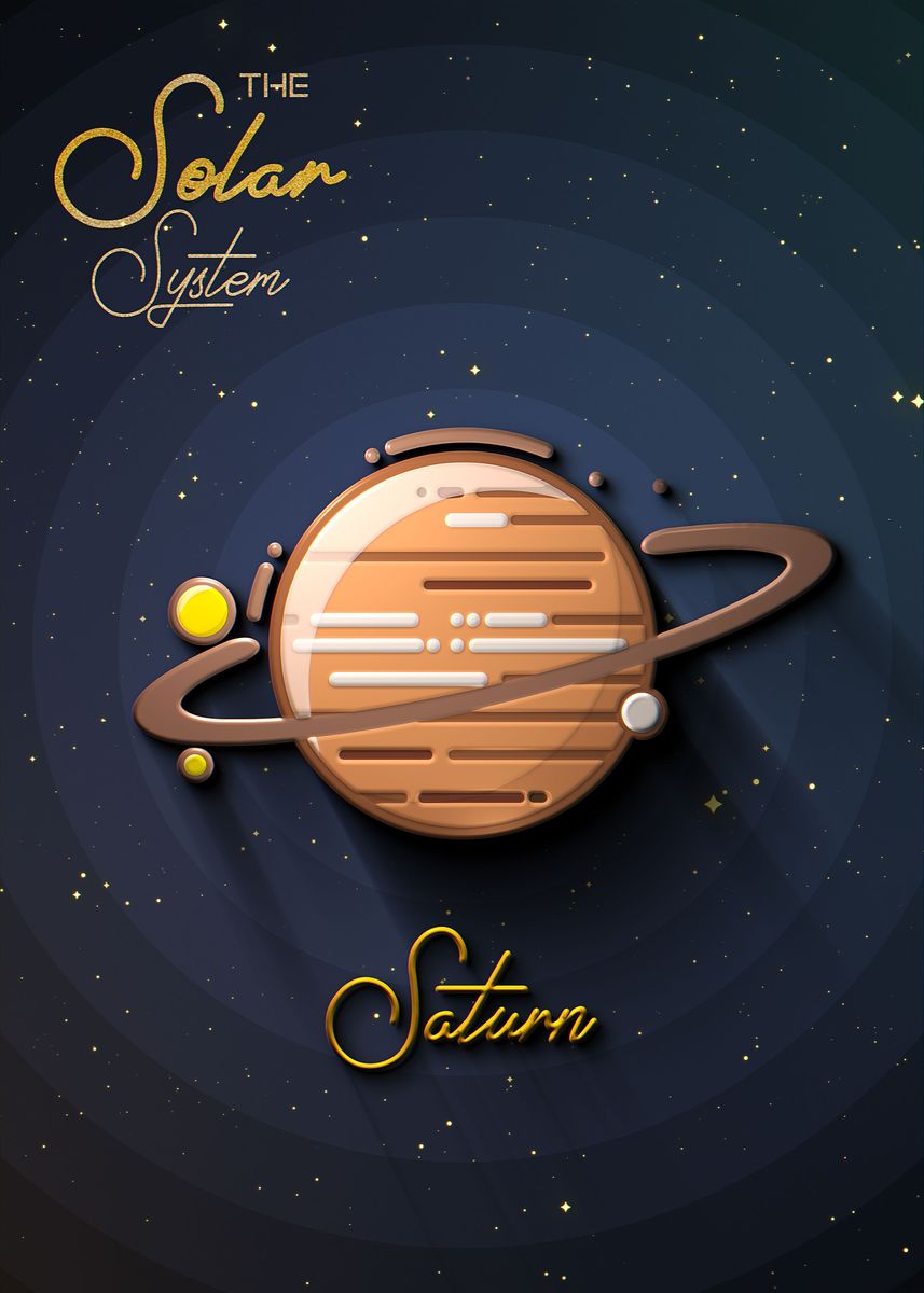 'SATURN FLAT SOLAR SYSTEM' Poster, picture, metal print, paint by CK VD ...