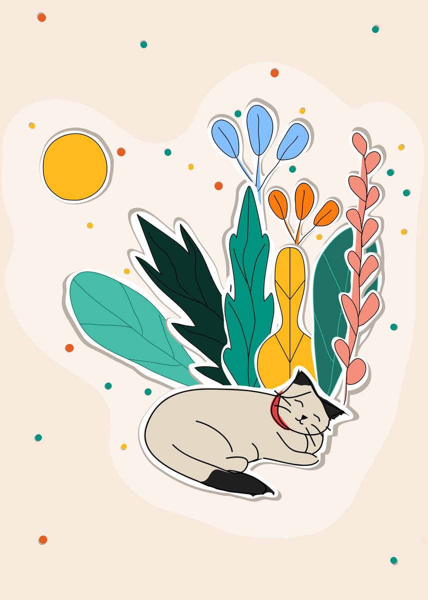 'Cat Nap' Poster, picture, metal print, paint by Famenxt DB | Displate