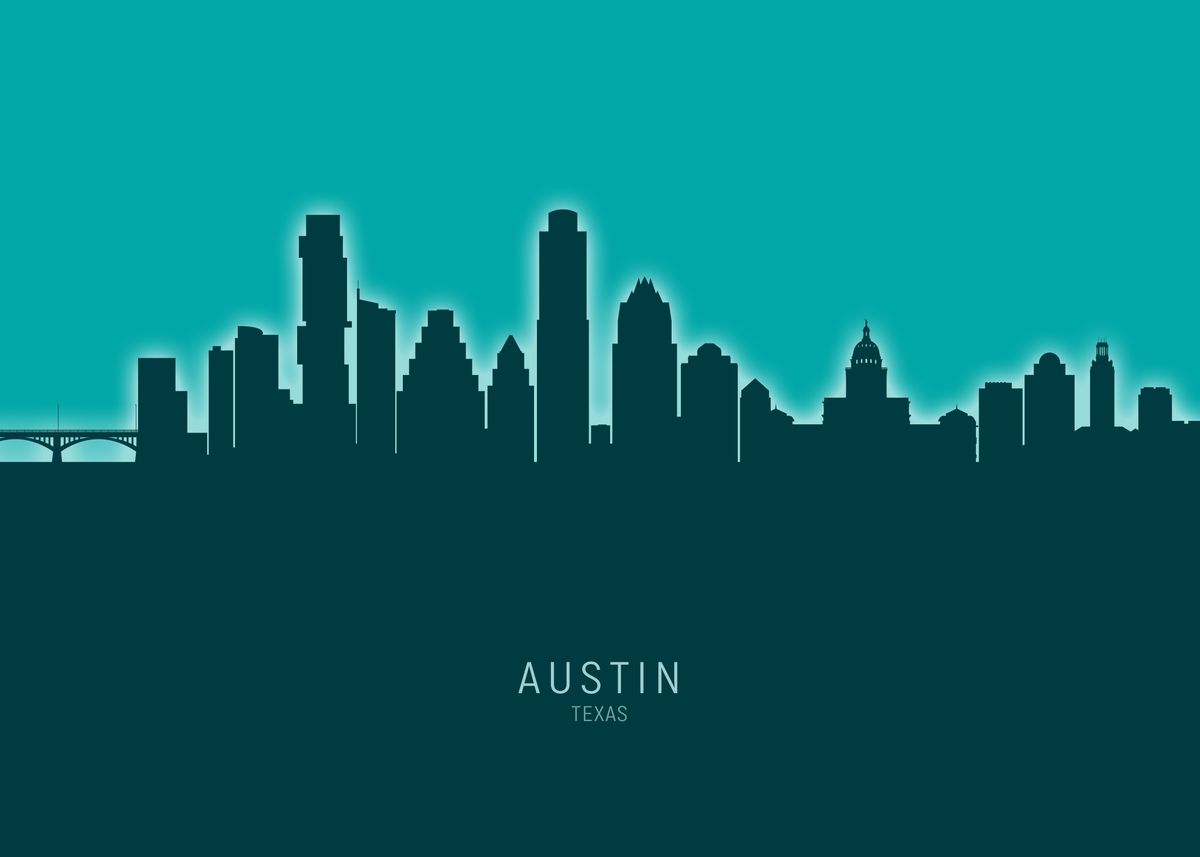 'Austin Skyline Texas' Poster by Michael Tompsett | Displate