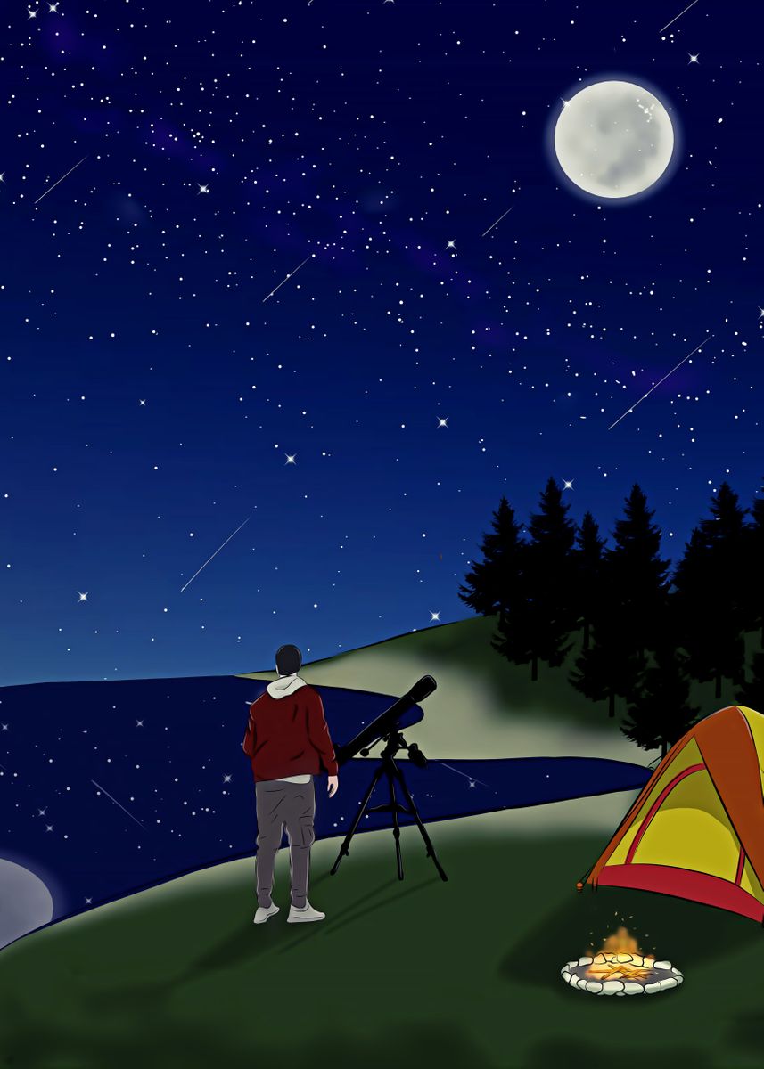 'night sky' Poster, picture, metal print, paint by MAMMIRI ART | Displate