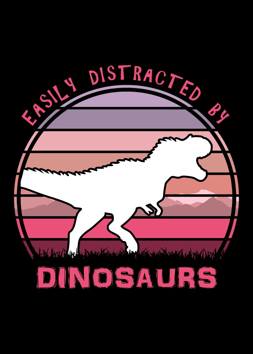 'T Rex Distracted' Poster, picture, metal print, paint by Ellie Queen ...