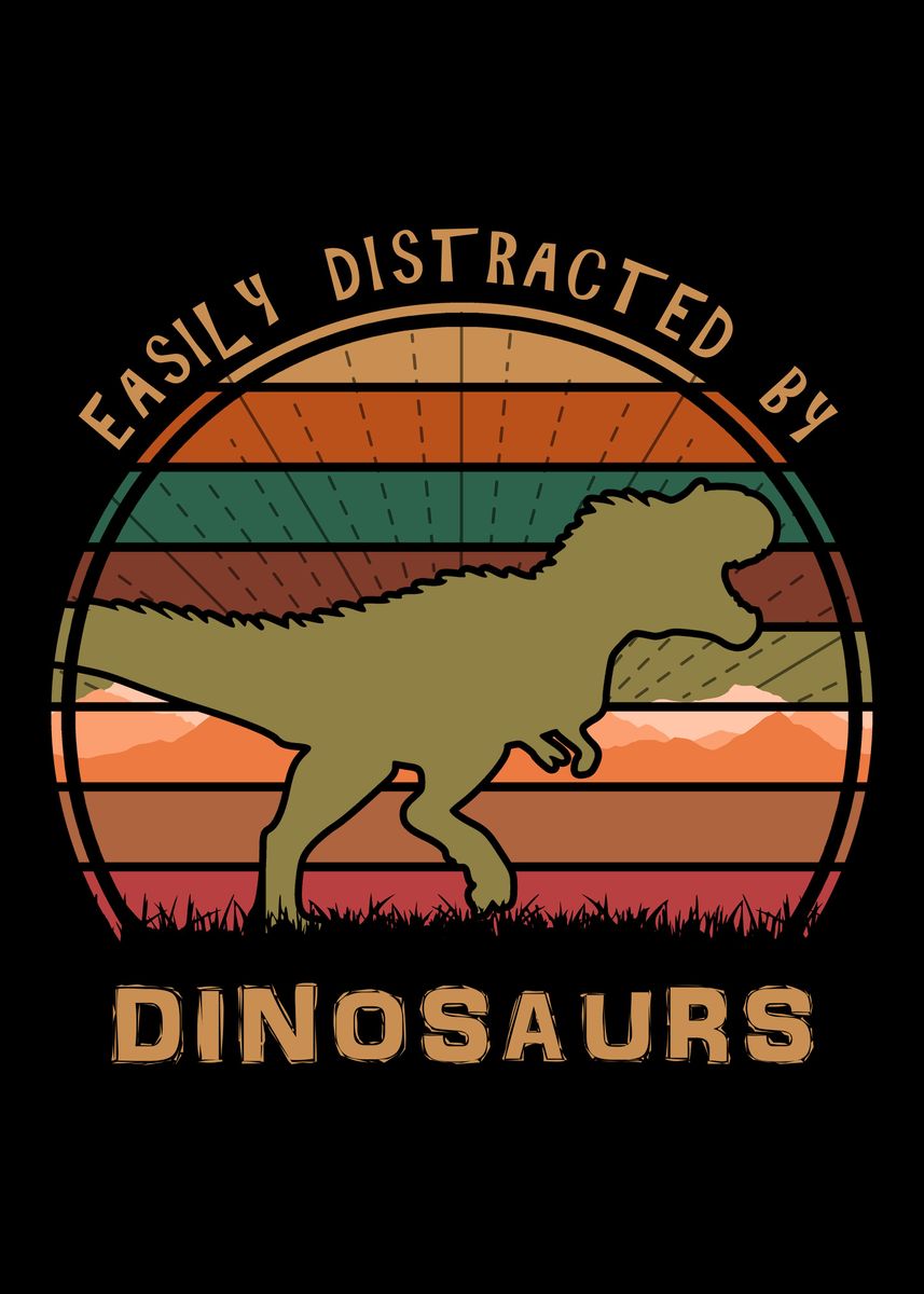 'T Rex Distracted' Poster, picture, metal print, paint by Ellie Queen ...