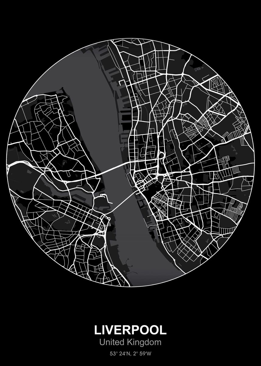 'liverpool circle map' Poster, picture, metal print, paint by Project X ...