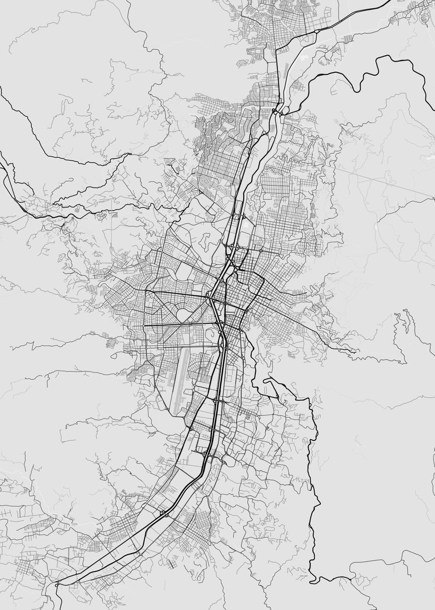 'Medellin Colombia Map' Poster, picture, metal print, paint by ...