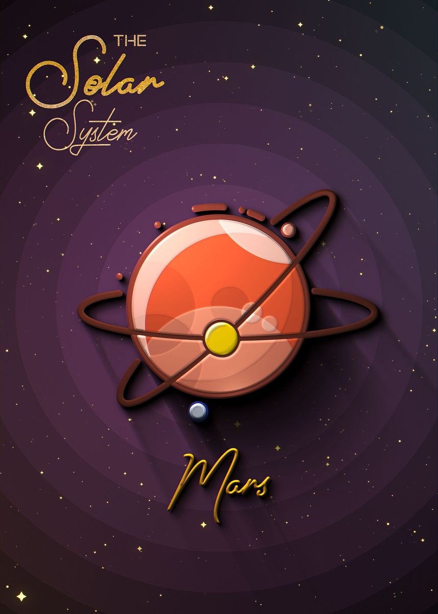 'MARS FLAT SOLAR SYSTEM' Poster, picture, metal print, paint by CK VD ...