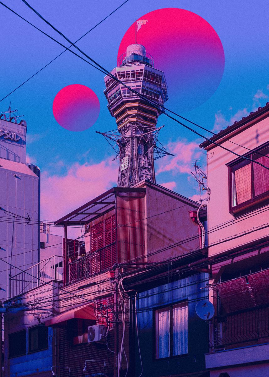'Osaka Tower' Poster, picture, metal print, paint by SURUDENISE | Displate