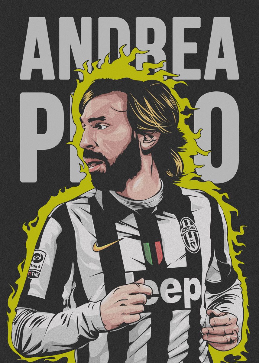 'Andrea pirlo vintage art ' Poster, picture, metal print, paint by imron khoiru | Displate