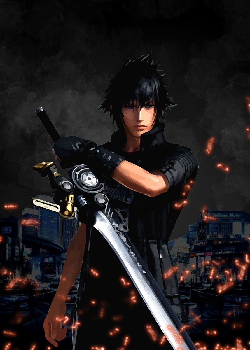 'Noctis in Black' Poster, picture, metal print, paint by GuacamayArt ...