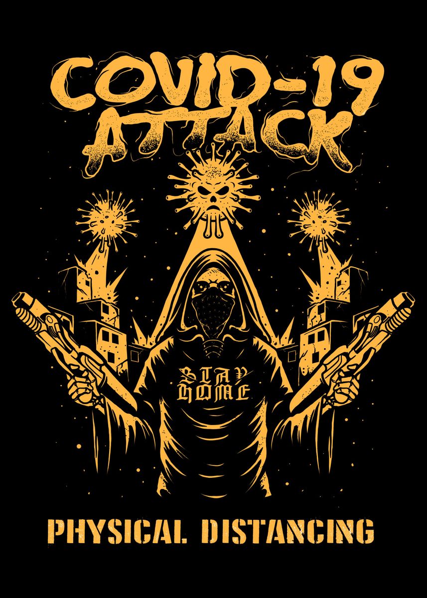 'covid physical distancing ' Poster, picture, metal print, paint by ...