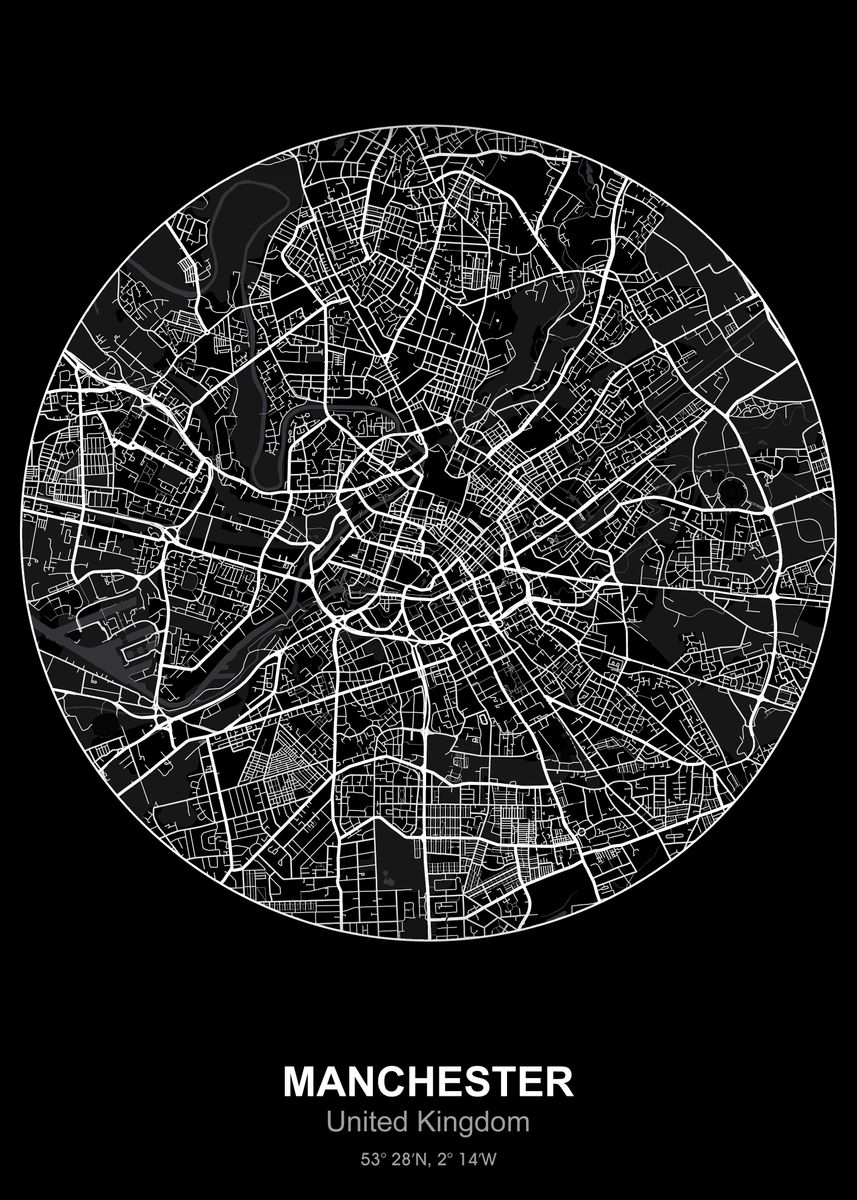 'manchester circle map' Poster by Project X | Displate