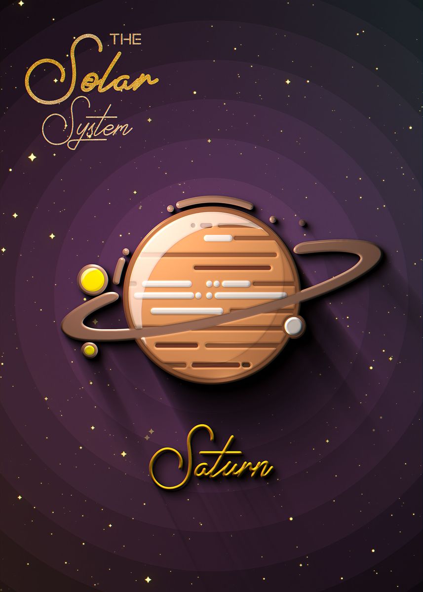 'SATURN FLAT SOLAR SYSTEM' Poster, picture, metal print, paint by CK VD ...
