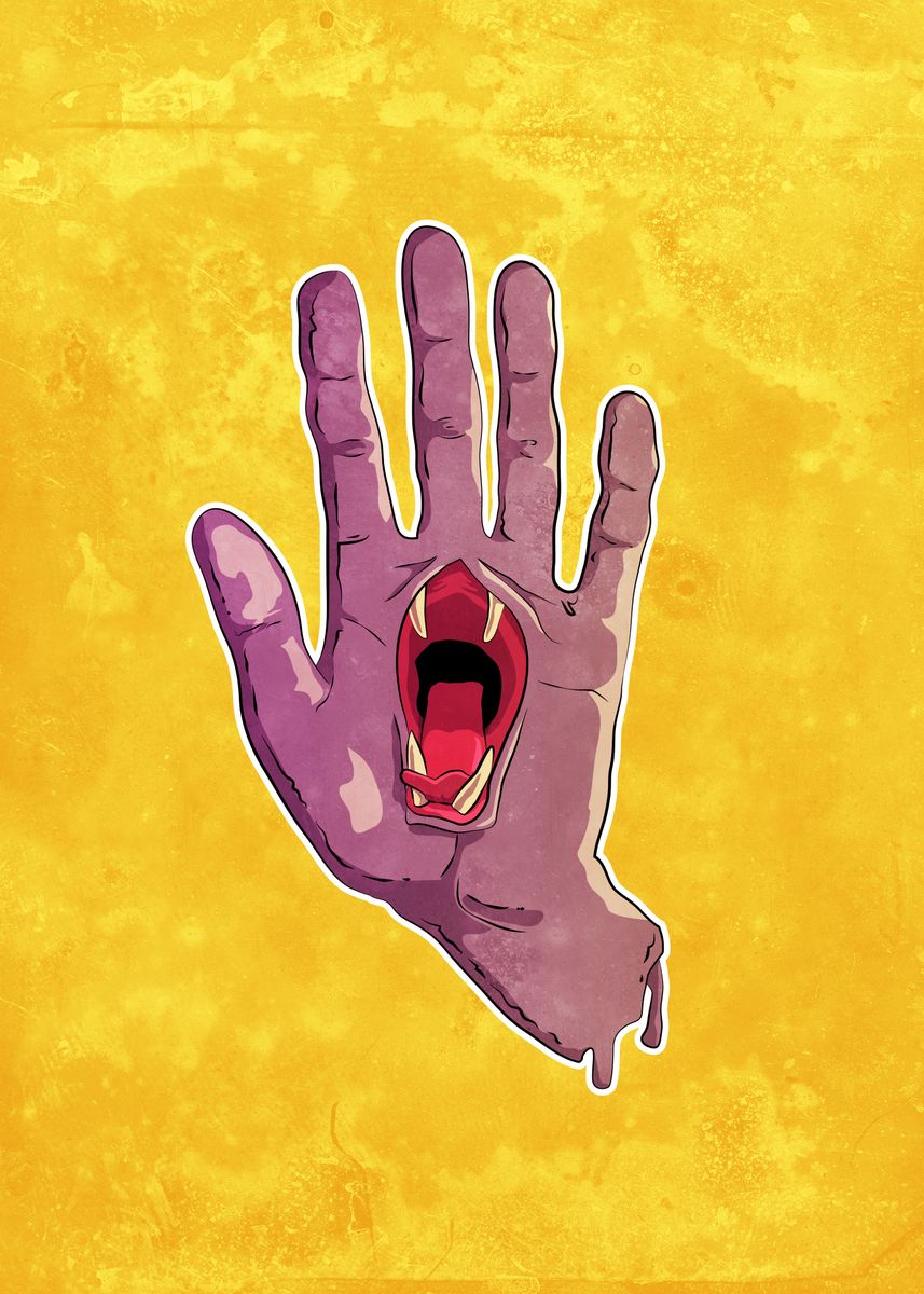 'Hungry Hand' Poster, picture, metal print, paint by Bruno Rosa | Displate
