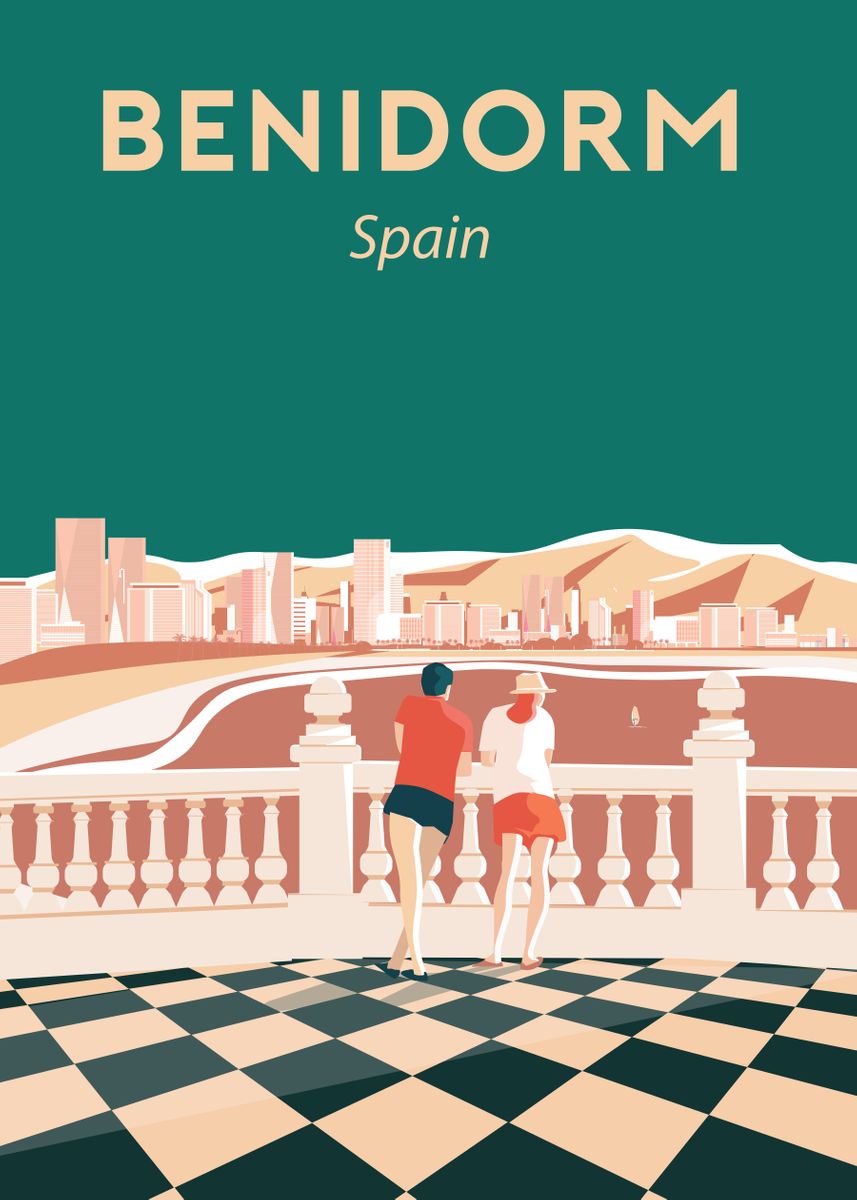 'Benidorm Spain travel ' Poster, picture, metal print, paint by Caravan ...