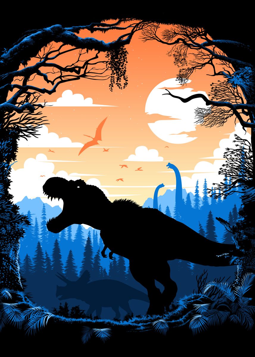 'Prehistoric sunrise' Poster, picture, metal print, paint by Alberto ...