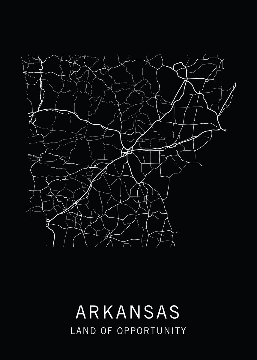 'Arkansas State Road Map' Poster, picture, metal print, paint by Clark ...