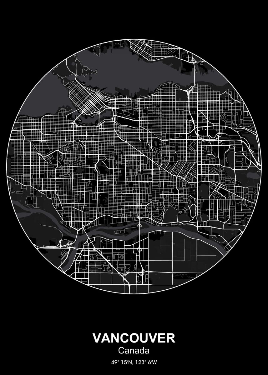 'vancouver circle map' Poster, picture, metal print, paint by Project X ...