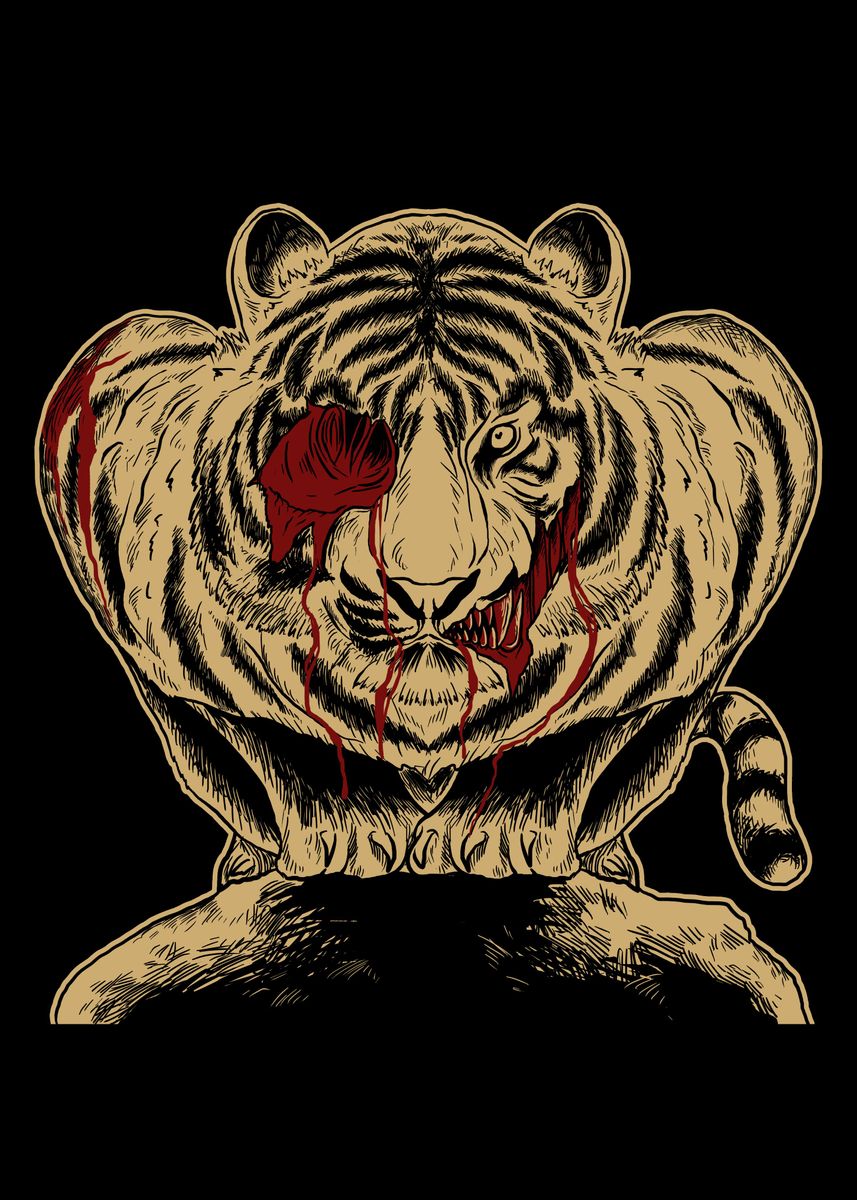 'Tiger Zombie Horror China' Poster, picture, metal print, paint by ...