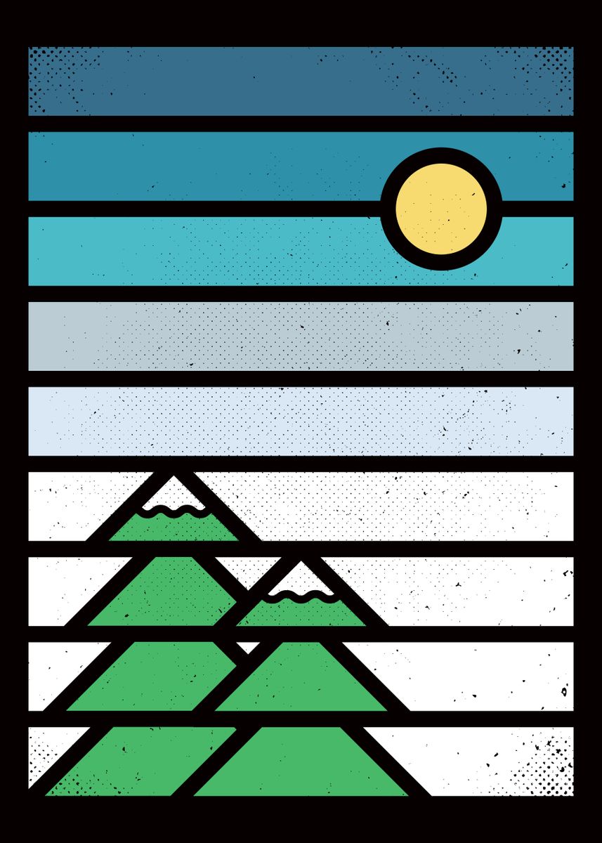 'Alpine Sun' Poster, picture, metal print, paint by heavyhand | Displate