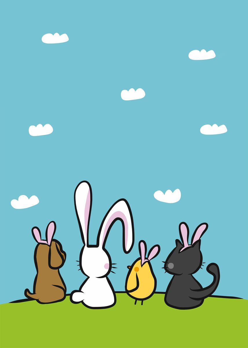 'Easter cute animal friends' Poster, picture, metal print, paint by ...