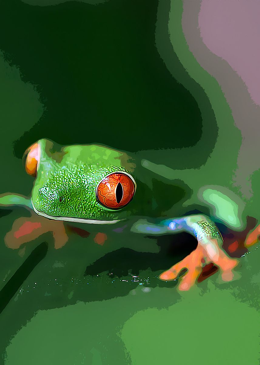 'FROG ON LEAF' Poster by Irfani | Displate