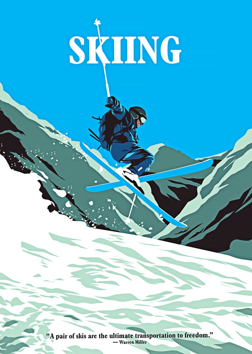 'skiing' Poster by MAMMIRI ART | Displate