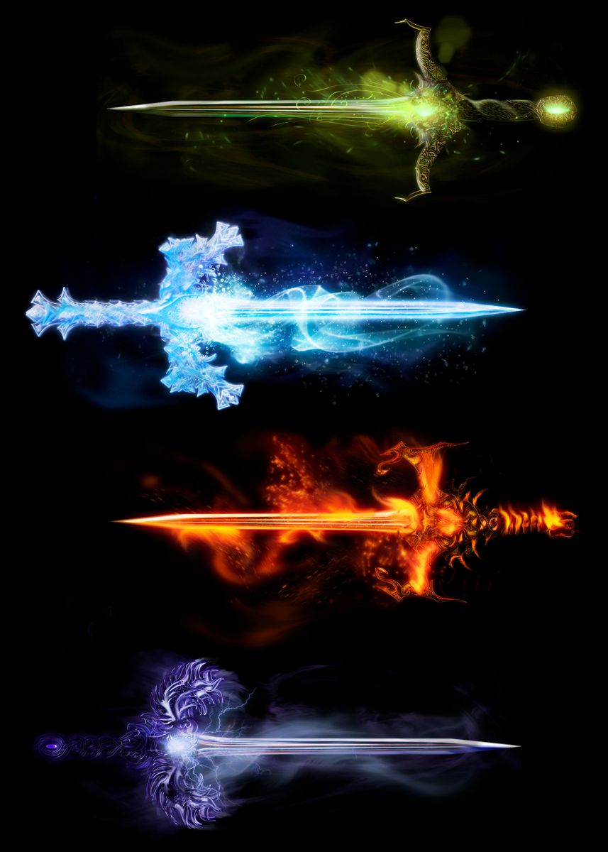 'Magic swords' Poster, picture, metal print, paint by Just Temy | Displate