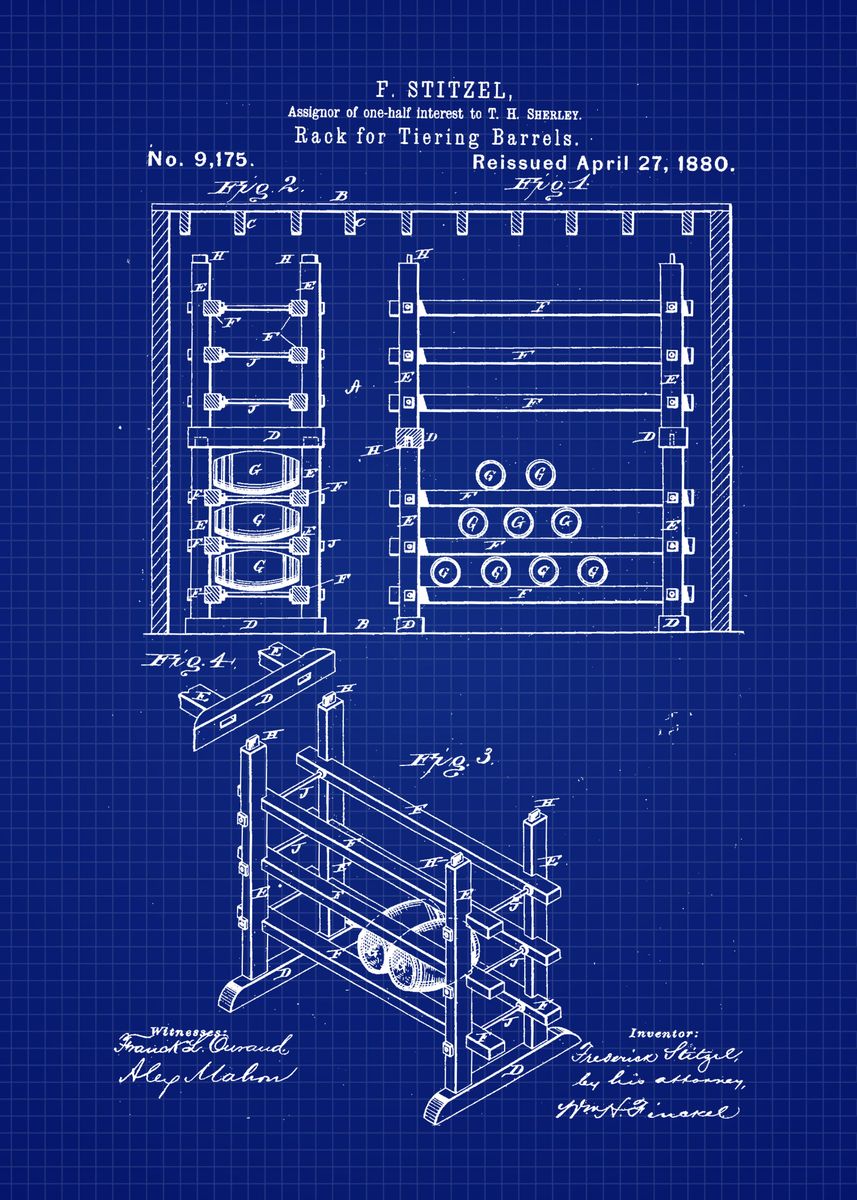 'Beer Barrel Rack Blueprint' Poster by Neo Design | Displate