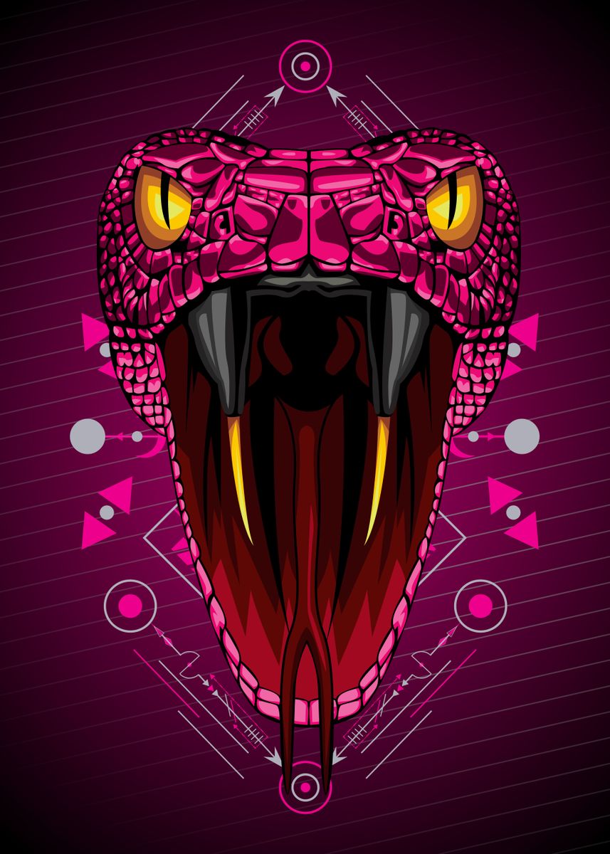 'CUTE COBRA GEOMETRIC' Poster, picture, metal print, paint by arif ...