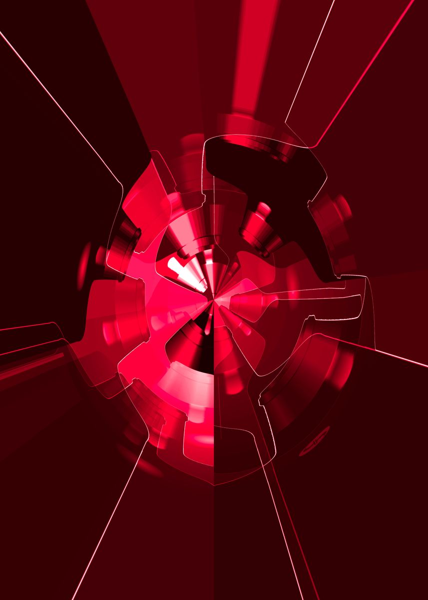 'Red Wheels Abstract' Poster by dpdigitalpainting | Displate