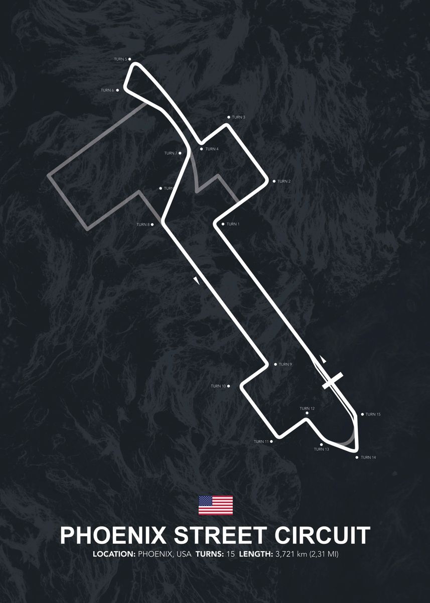 'Phoenix Street Circuit ' Poster, picture, metal print, paint by ...