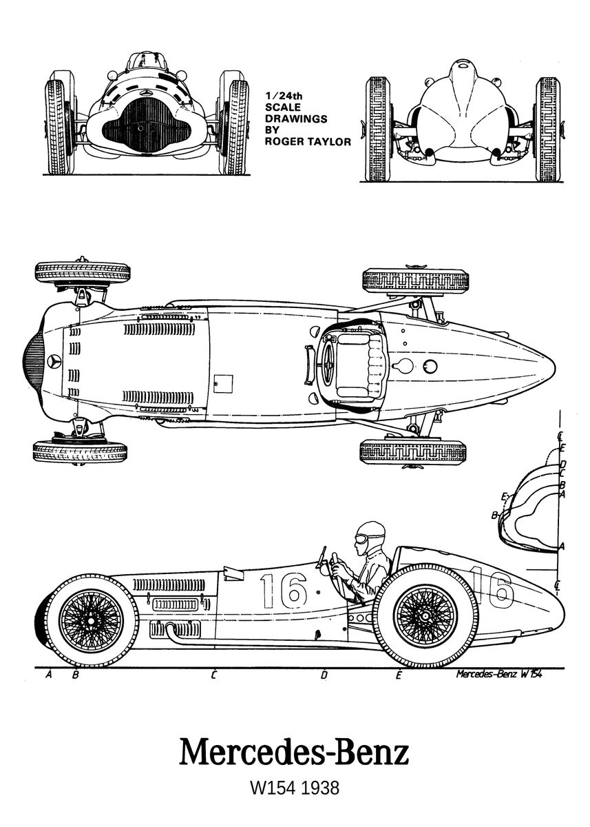 'BNW MercedesBenz W154 193' Poster by MICHAEL BRUNS PLATES | Displate