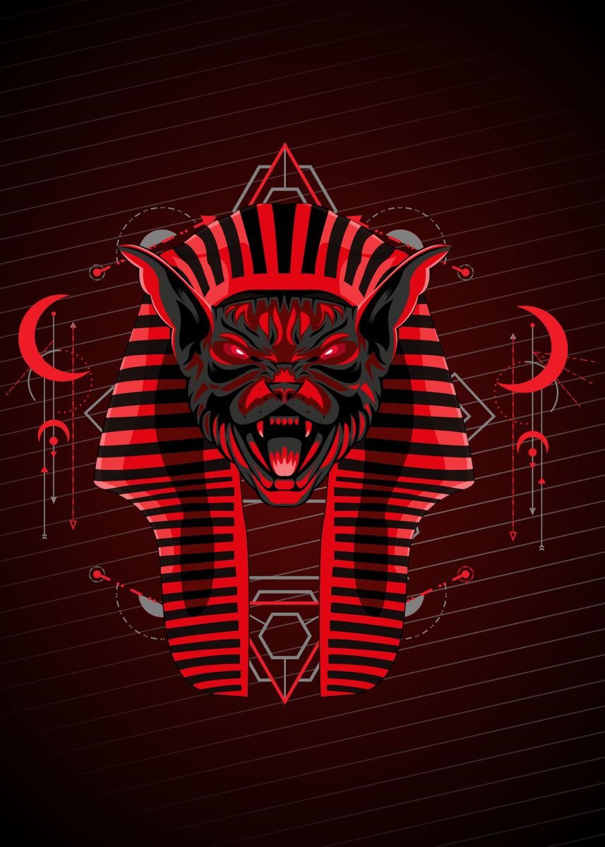 'RED ANGRY GEOMETRIC SPINX' Poster by arif purnomo | Displate