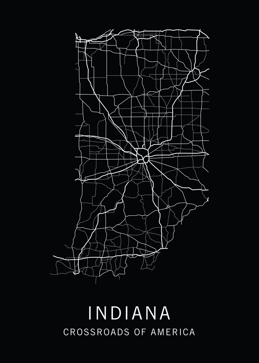 'Indiana State Road Map' Poster, picture, metal print, paint by Clark ...