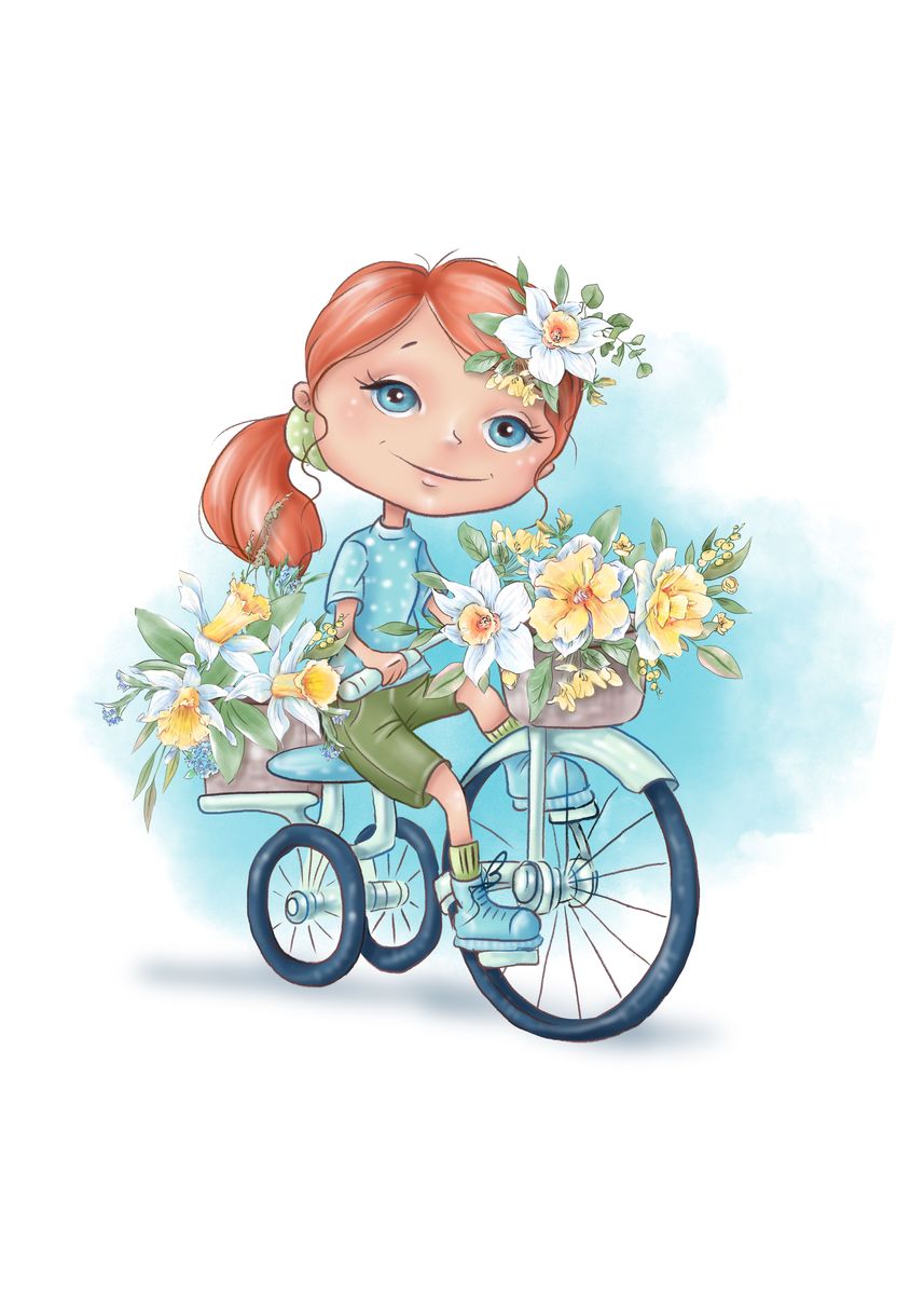 'Spring Watercolor Girl' Poster by MikeToon Studio | Displate