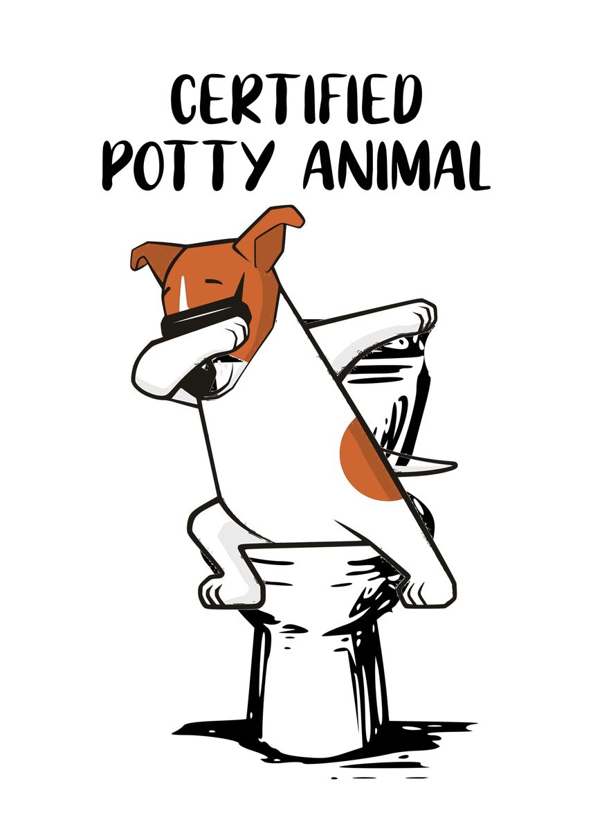 'Funny Bathroom Dog Potty' Poster, picture, metal print, paint by ...