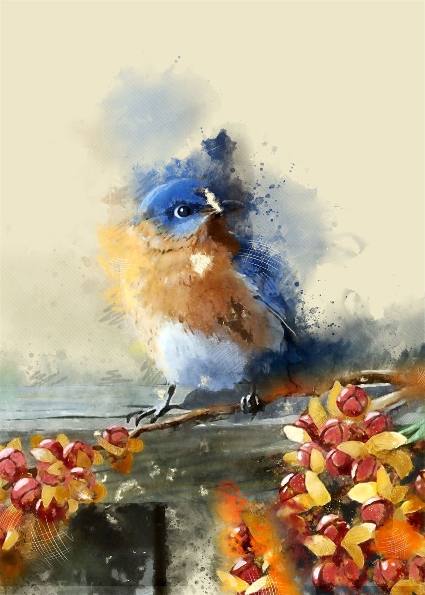 'Watercolor Bird Painting' Poster by Ady Nue | Displate