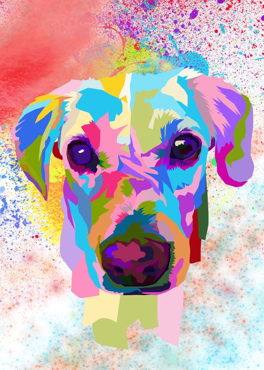 'Colorful Dog in Watercolor' Poster, picture, metal print, paint by Max ...