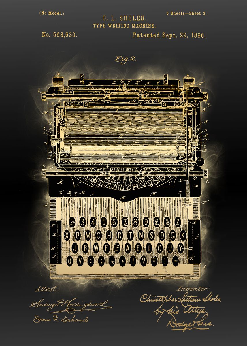 'type writing machine ' Poster, picture, metal print, paint by Bekim ...