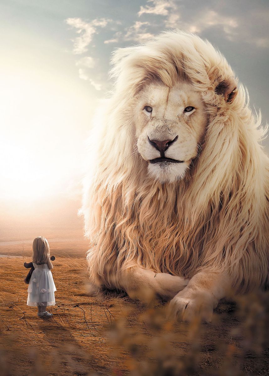 'The Huge White Lion' Poster, picture, metal print, paint by Zenzdesign ...