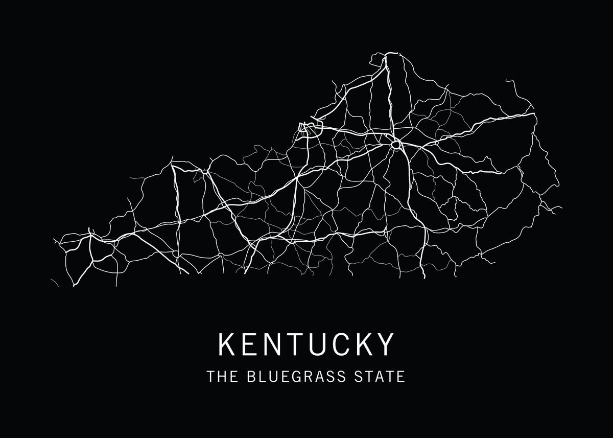 'Kentucky State Road Map' Poster by Clark Street Press | Displate