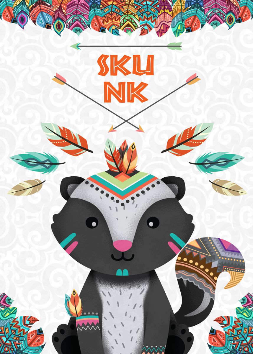 'Nursery Art Tribal Skunk' Poster, picture, metal print, paint by ...