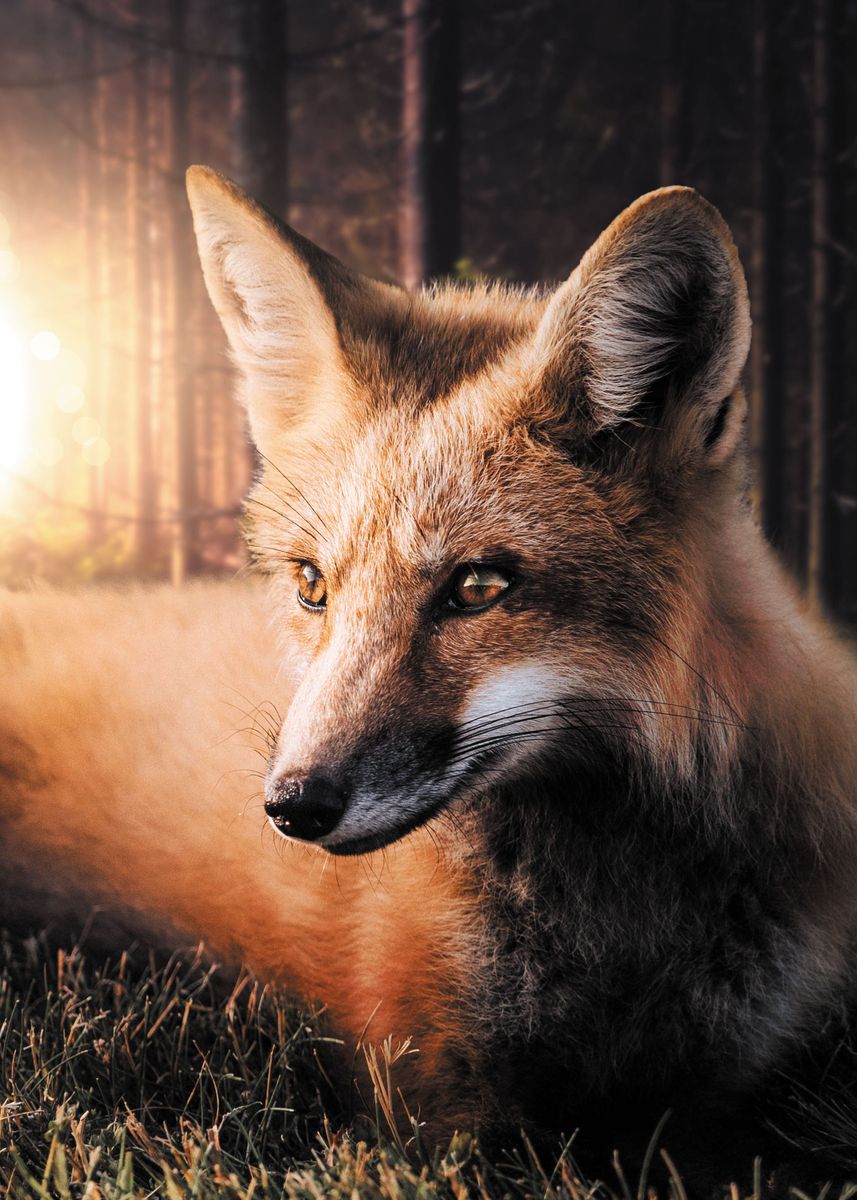 'Sunset Fox' Poster, picture, metal print, paint by Zenz | Displate