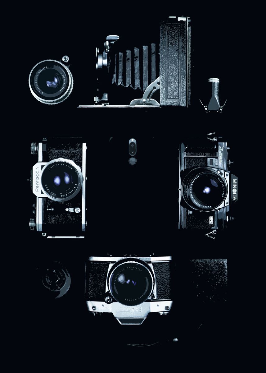 'CAMERAS' Poster, picture, metal print, paint by Taffy | Displate