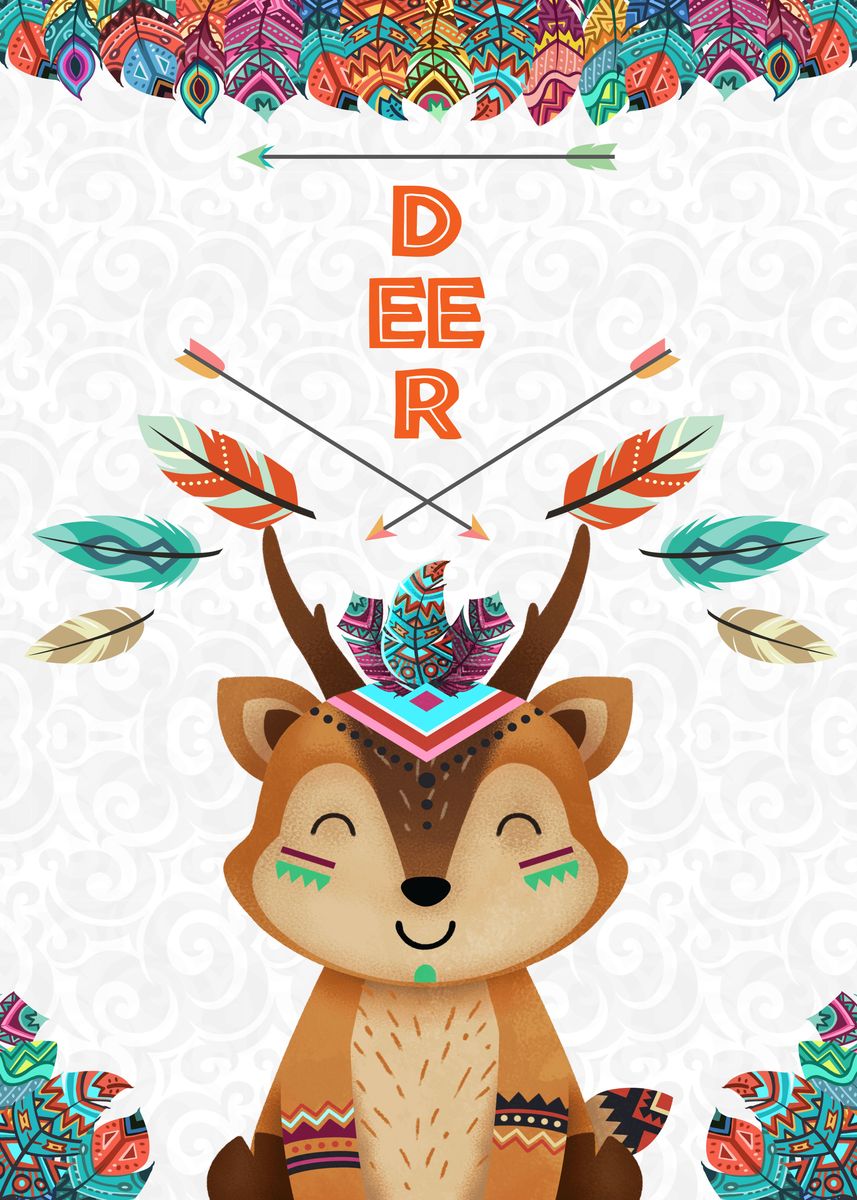 'Nursery Art Tribal Deer' Poster, picture, metal print, paint by ...